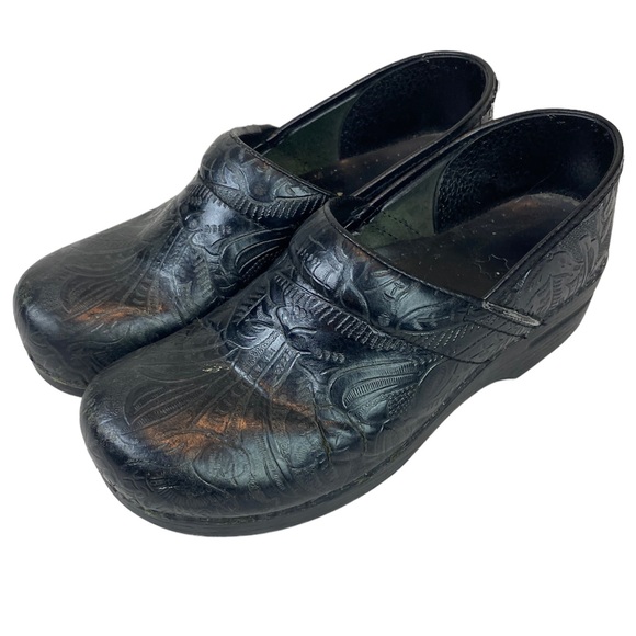 Dansko | Shoes | Dansko Black Embossed Leather Professional Clogs Size ...